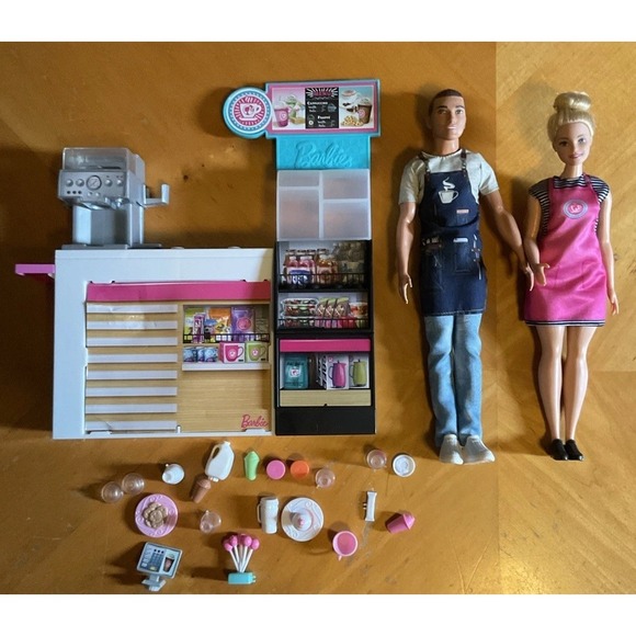 Barbie | Kitchen | Barbie Coffee Shop Play Set 2 Dolls And Accessories ...